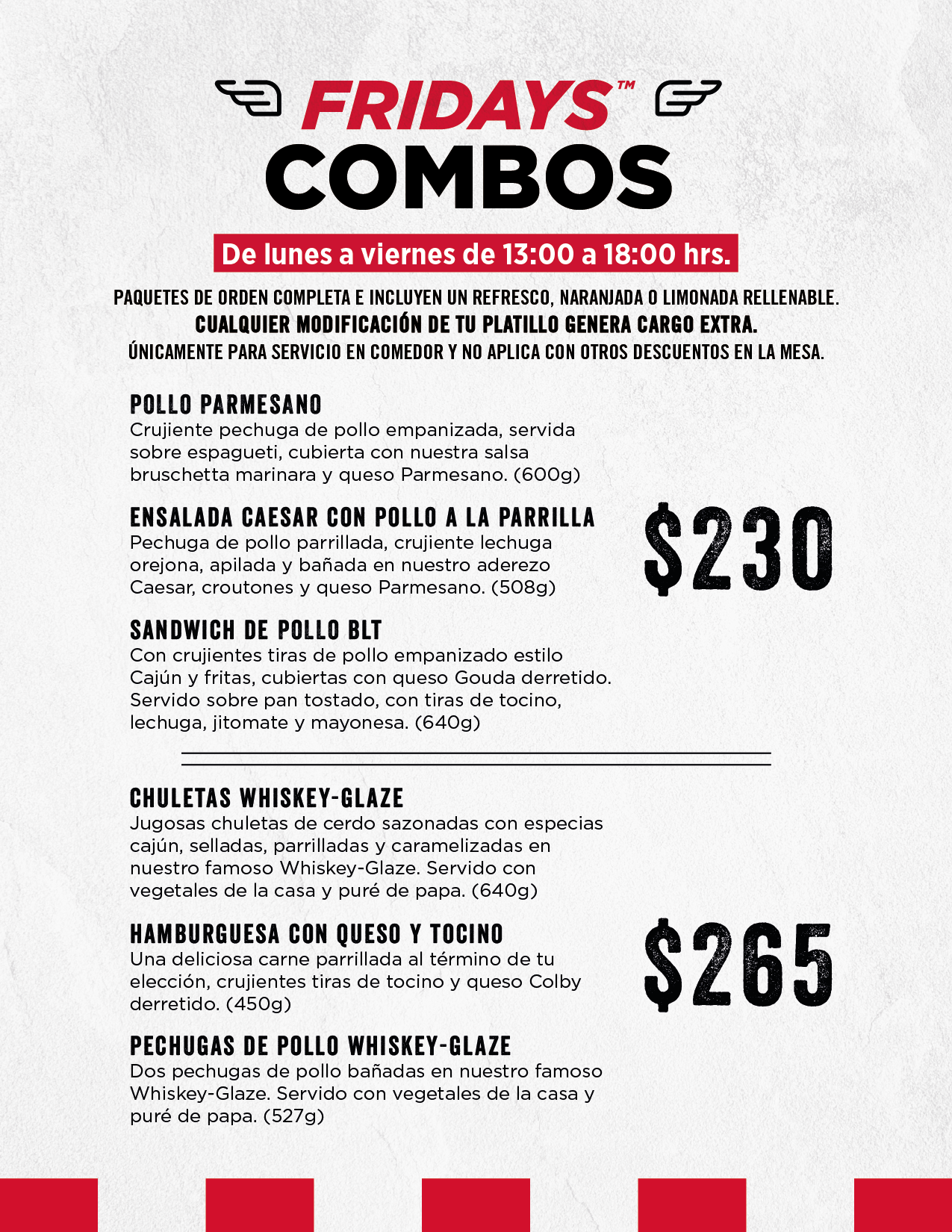 Menú digital - Fridays Tampico